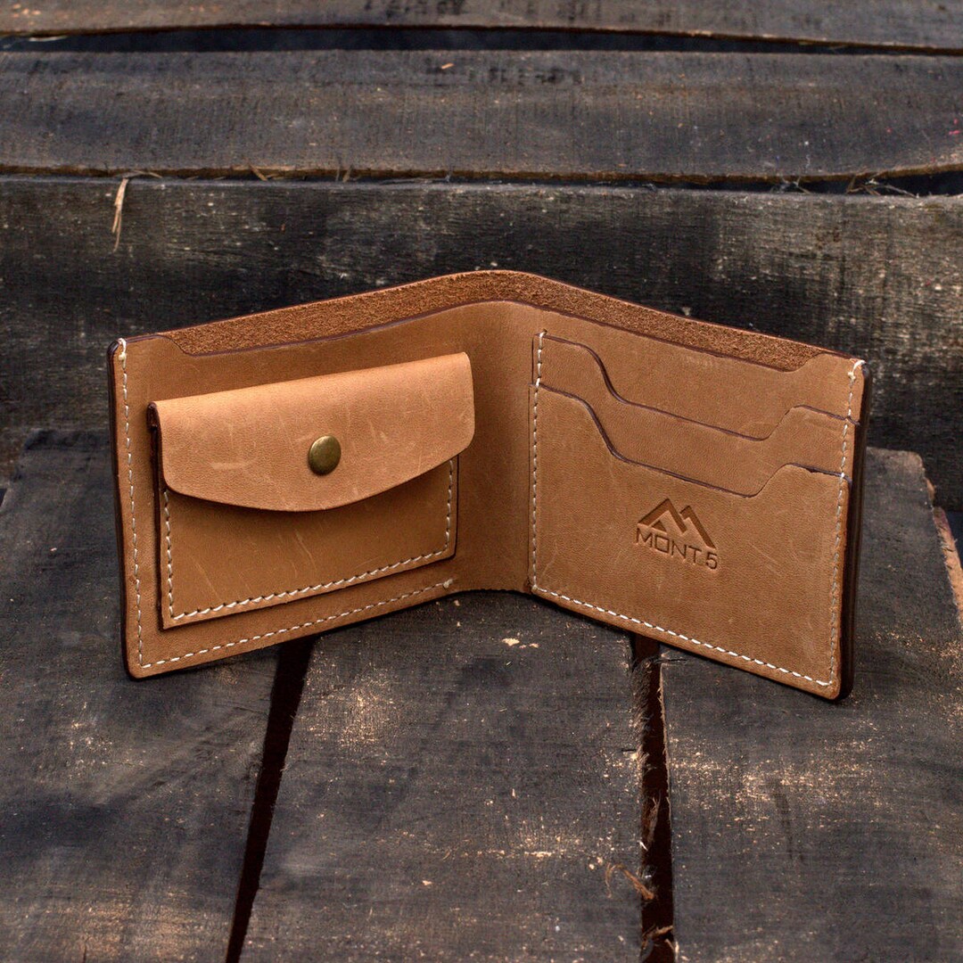 Personalized Cowhide Men's Slim Leather Bifold Leather - Etsy