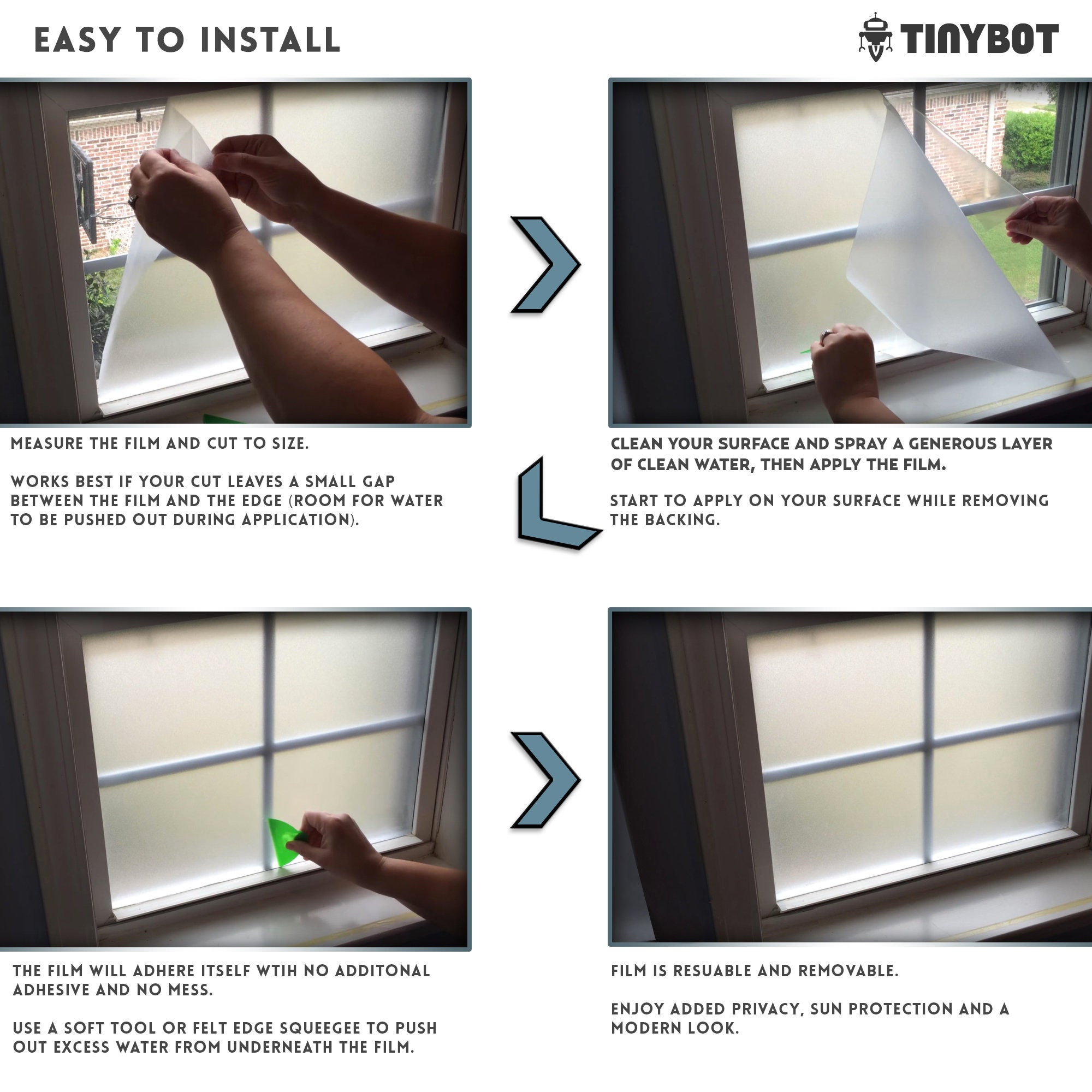 Home Décor 3FT x 4FT Privacy Decorative Window Glass Frost Static Cling ...