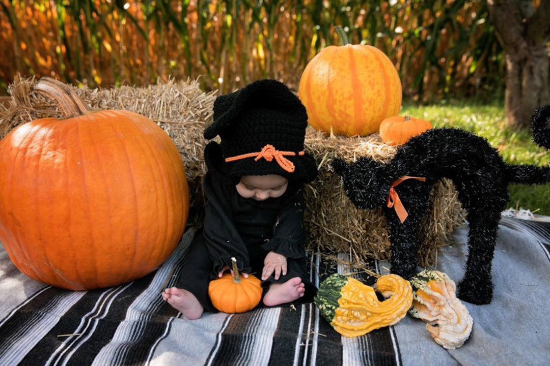 Witch Baby Hat, Crochet Witch Hat, Witchy Baby Shower, Gothic Nursery ...