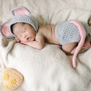 Crochet Mouse Costume, Baby Hat, Mouse Hat, Baby Animal Hat, Newborn ...