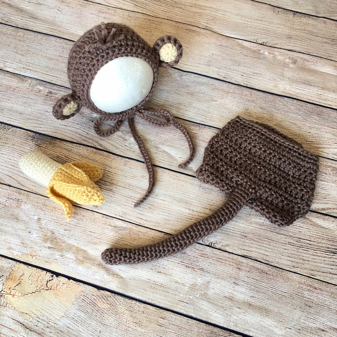 Baby Monkey Hat, Newborn Photo Prop, Crochet Photo Prop, Newborn Monkey ...