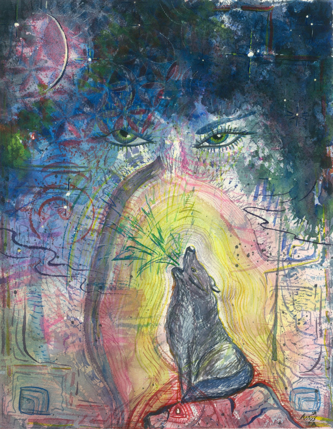 Coyote Art Wolf Art Nightsky Art Eyes Art Artwork Art Print "coyote ...