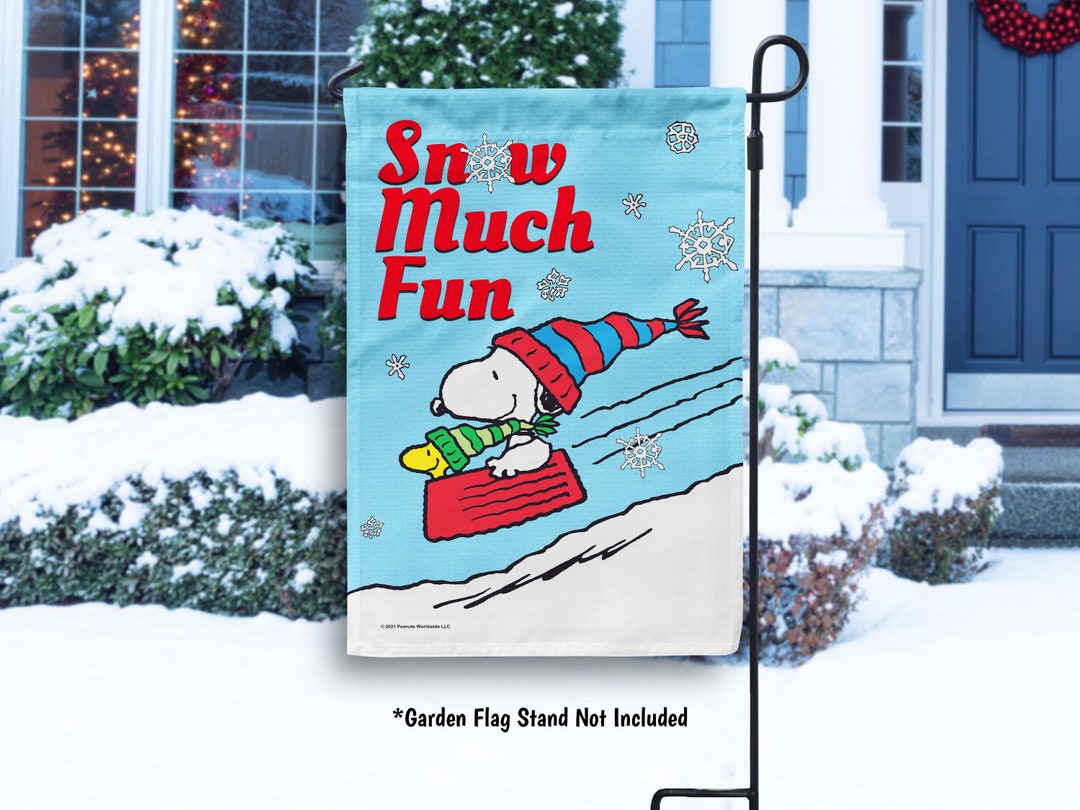 Snoopy and Woodstock Winter Garden Flag, Peanuts Winter Decor House ...