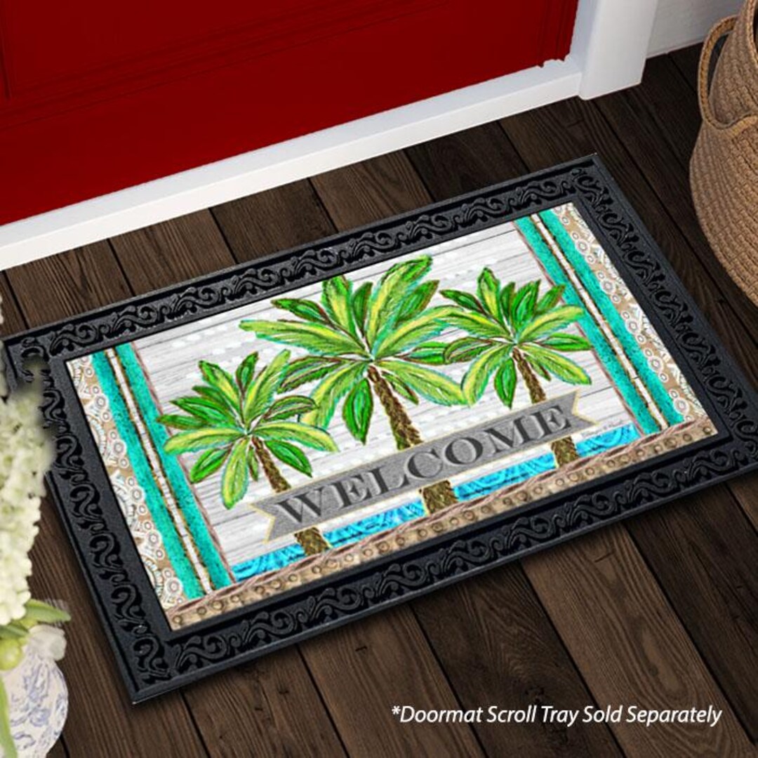 Summer Doormat Palm Tree Decorations Beachhouse Welcome Mat Decor Stay ...
