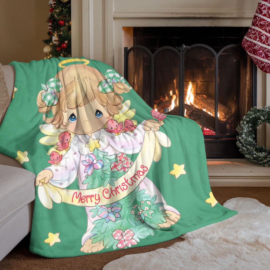 Precious Moments Angel Christmas Blanket, Fleece Throw Soft Blanket Gift, Merry Christmas Fleece ...