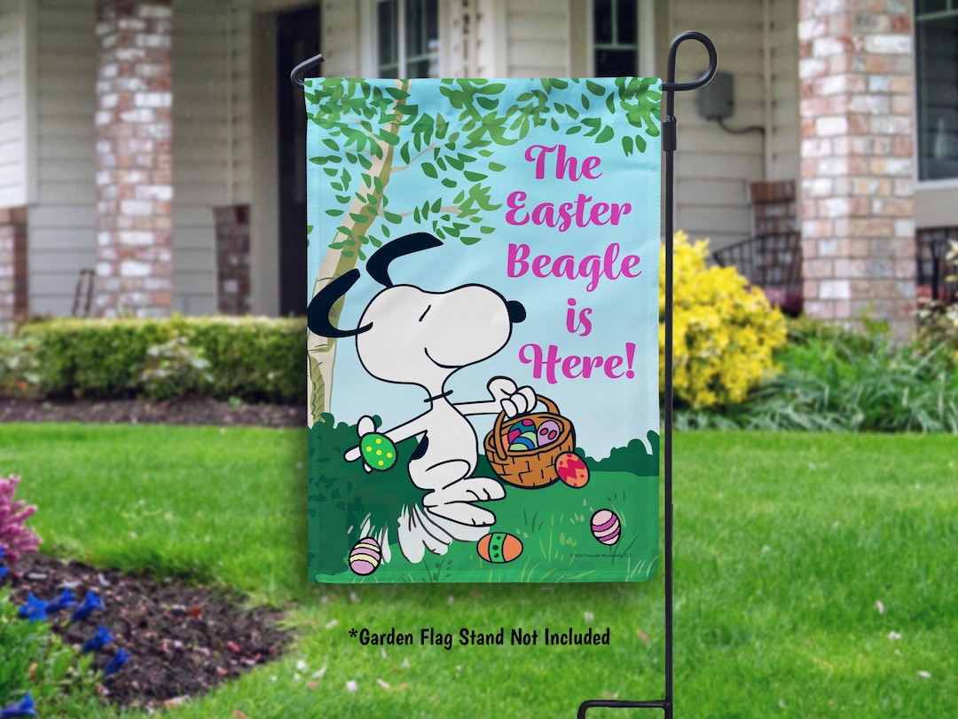 Peanuts Easter Beagle is Here Snoopy Garden Flag, Easter Decorations ...