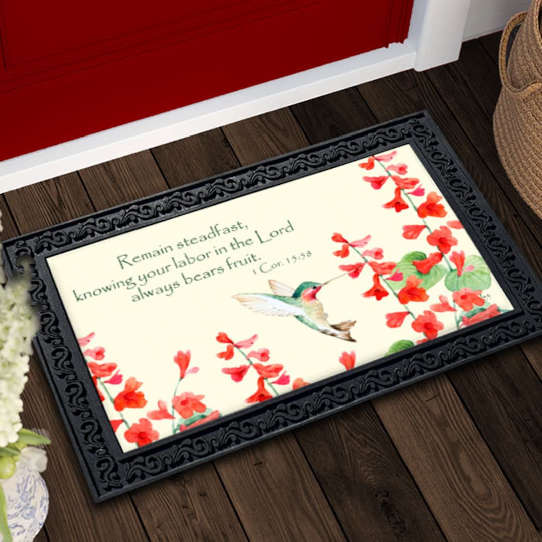 Doormat, Hummingbird Bible Verse Doormat 18 X 30, Outdoor/indoor, Heavy ...