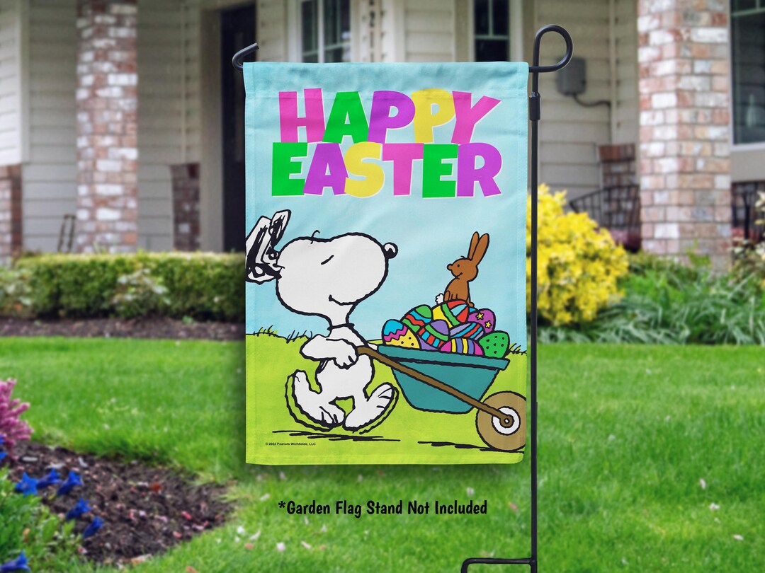 Peanuts Snoopy Happy Easter Flag, Easter Decorations Outdoor Flag ...