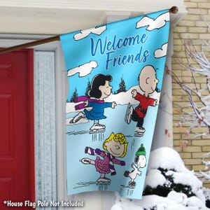 Charlie Brown Peanuts Gang Winter Garden Flag, Winter Wonderland Ice ...