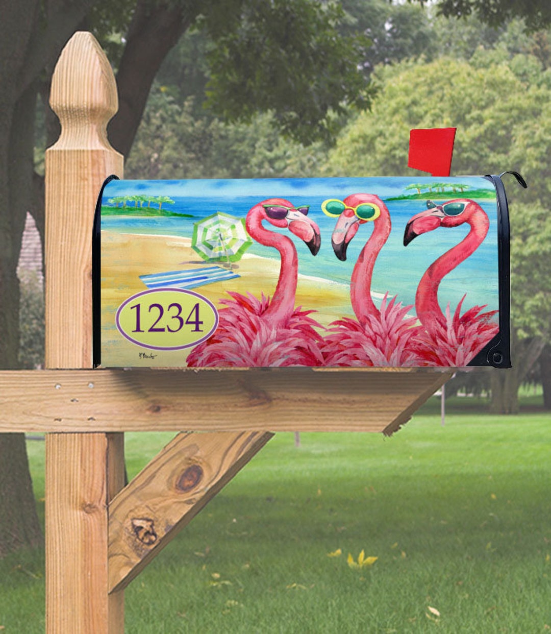 Mailbox Cover, Flamingo Girlfriends Magnetic Mailbox Cover – 6.5″ W X 8 ...