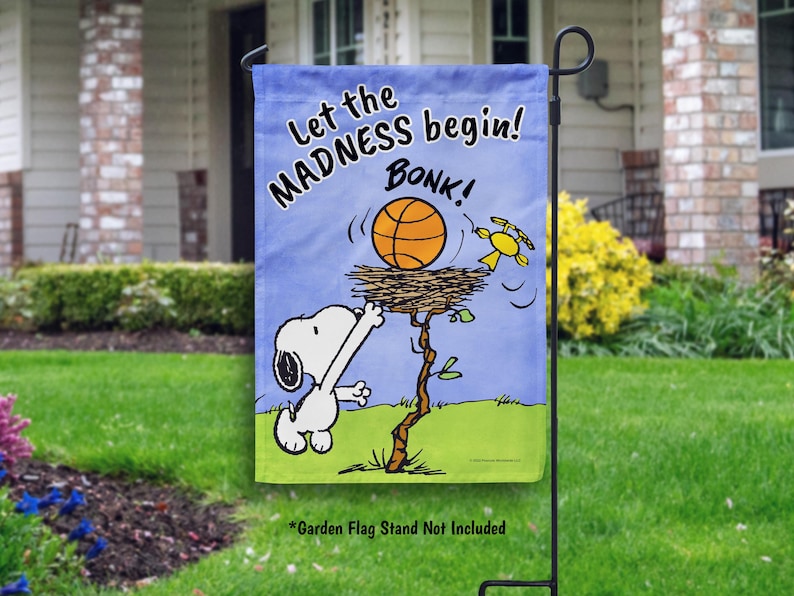 Peanuts Snoopy Basketball Garden Flag or House Flag Madness Begin - Etsy