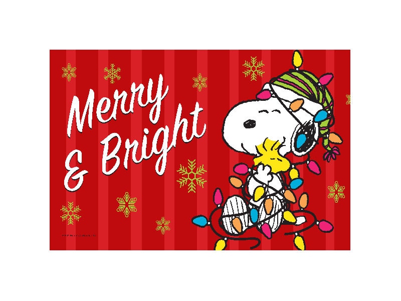 Peanuts Merry & Bright Snoopy and Woodstock Christmas Doormat, Outdoor ...