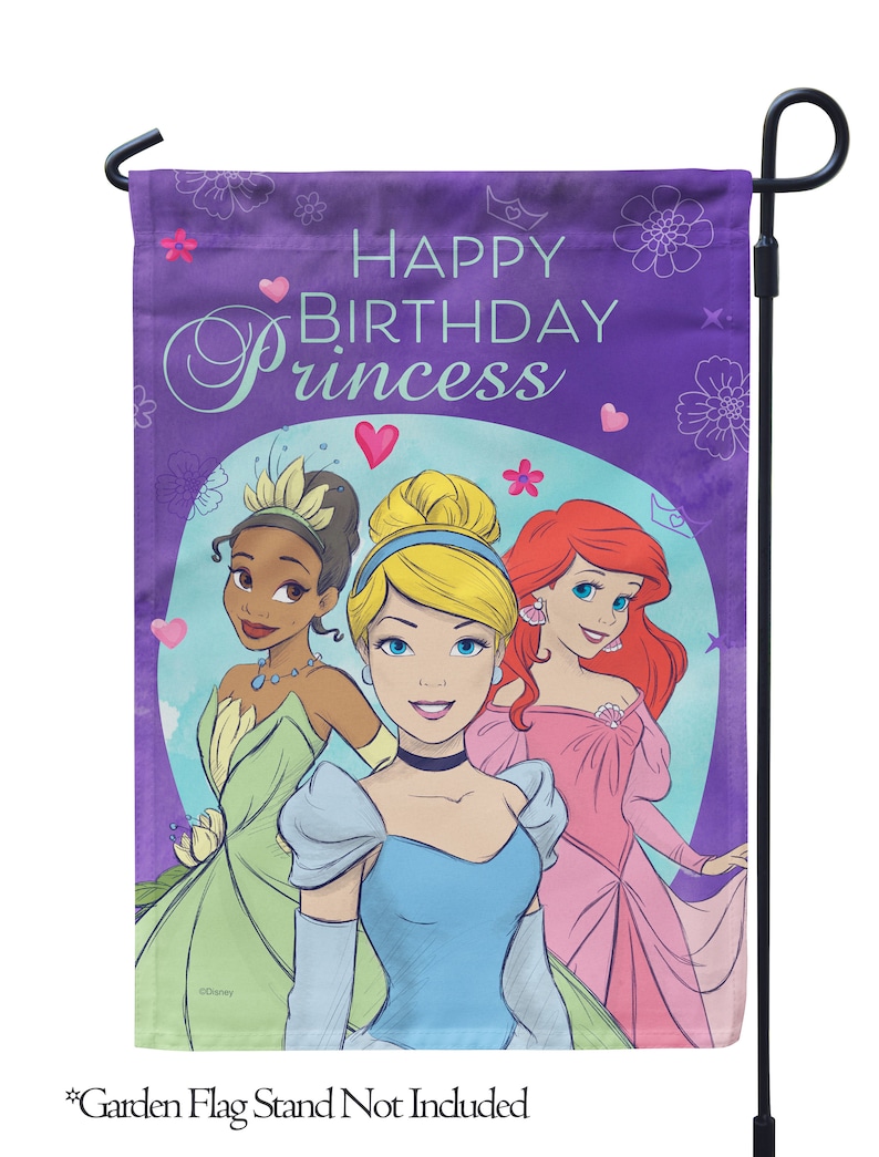 Disney Princess Birthday Garden Flag, Birthday Party House Flag ...