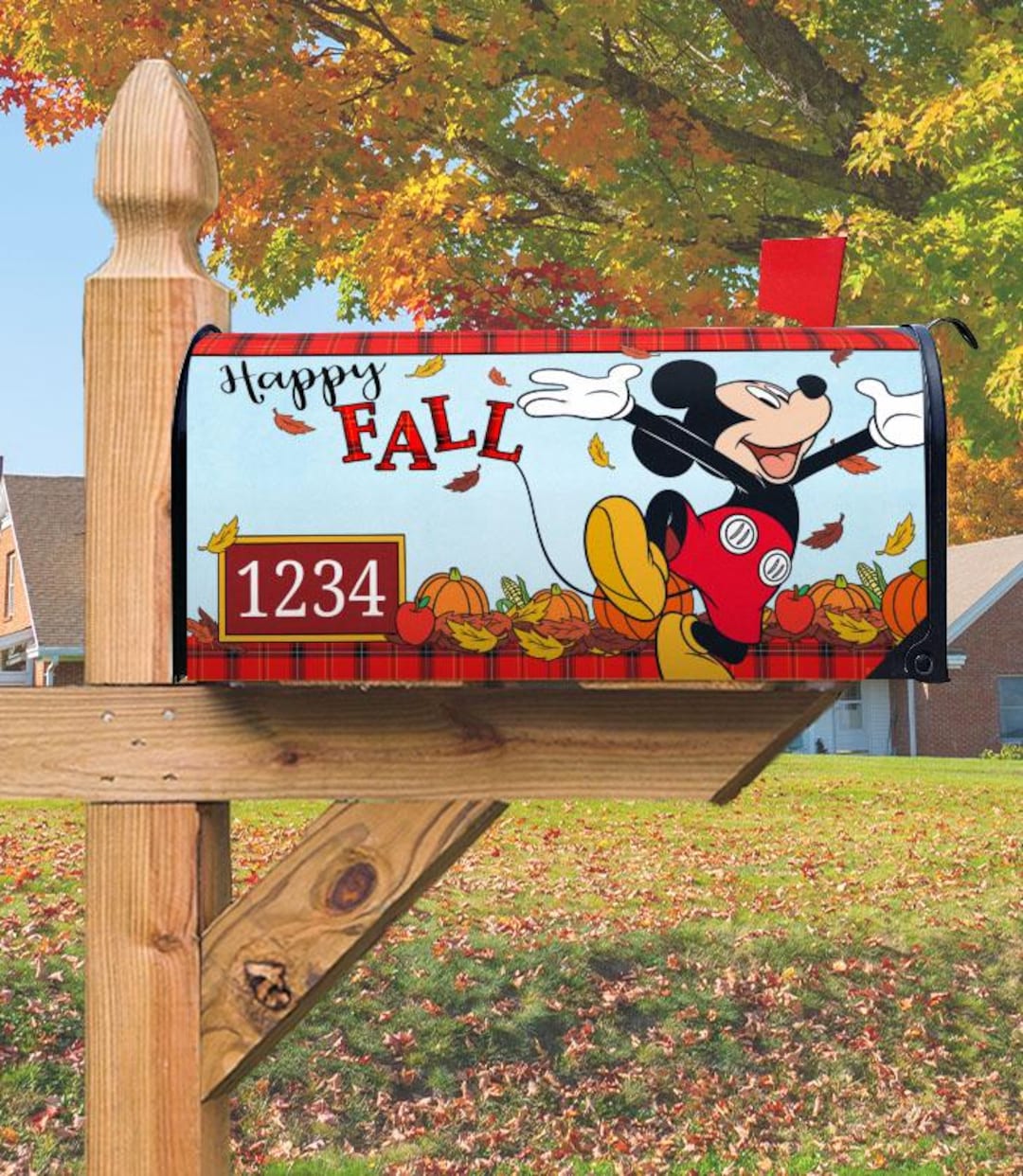 Mickey Mouse Fall Mailbox Topper, Disney Magnetic Mailbox Cover, Fall ...