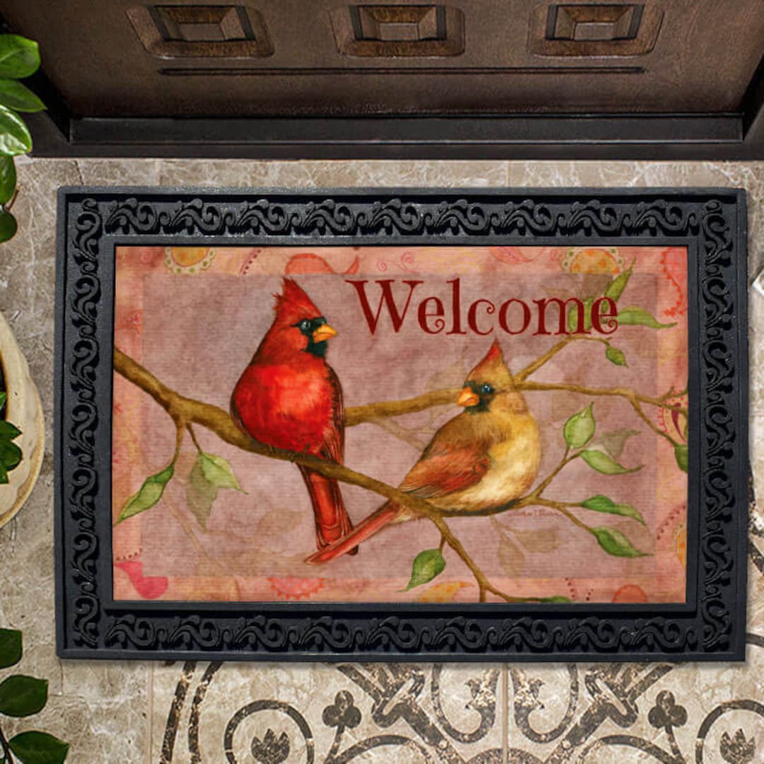 Fall Welcome Mat, Cardinal Pair Fall Door Mat, Custom Fall Decor, Fall ...
