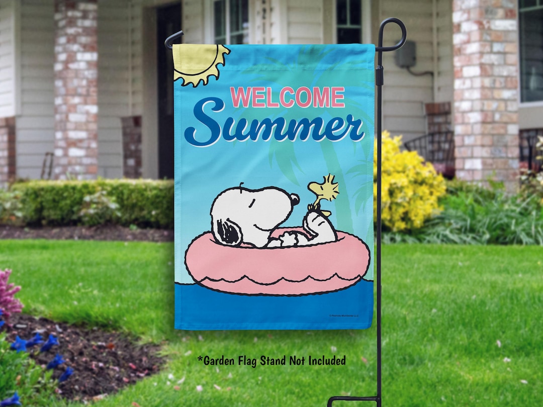 Welcome Summer Snoopy Garden Flag Peanuts Snoopy and Woodstock Coastal ...