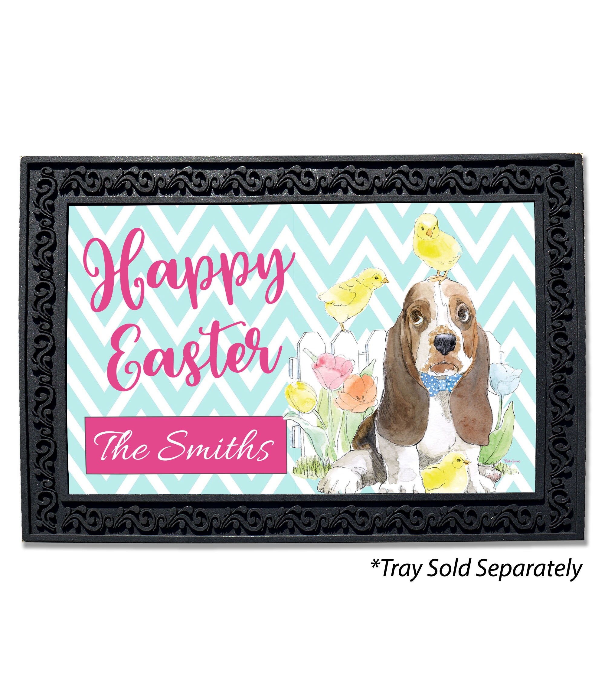 Easter Personalized Happy Easter Basset Hound Doormat | Etsy