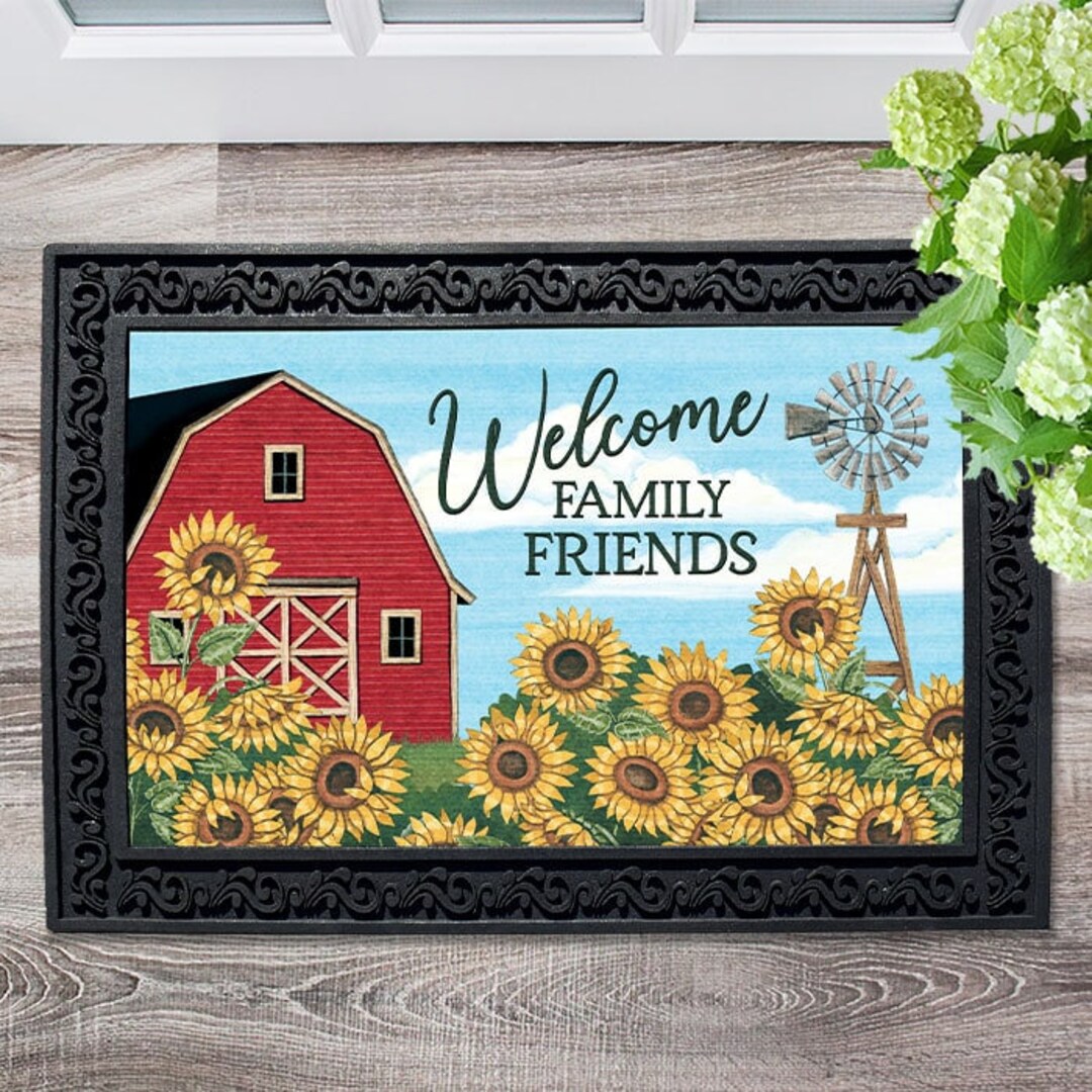 Farm Welcome Mat Spring Farmhouse Decor Farm Life Doormat Red Barn ...