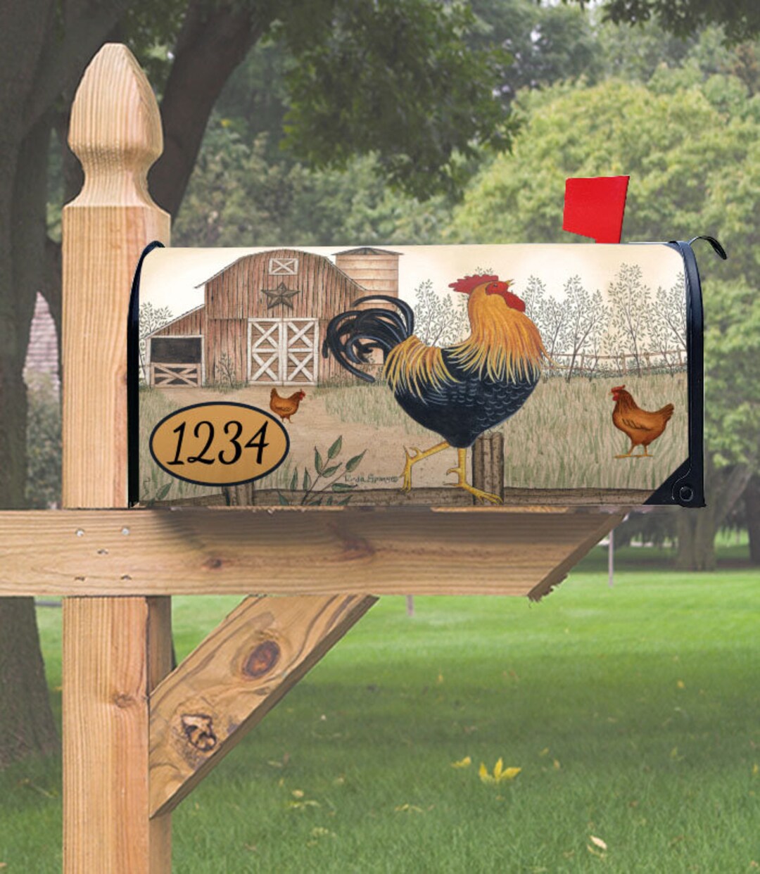 Mailbox Cover, Country Farm Chickens Magnetic Mailbox Cover – 6.5″ W X ...