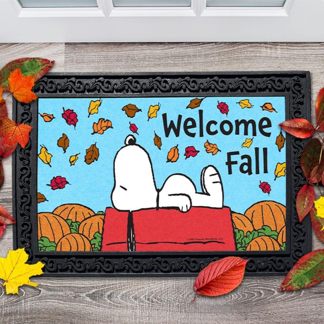 Peanuts Snoopy Fall Welcome Mat Porch Decor, Outdoor Autumn Pumpkin ...