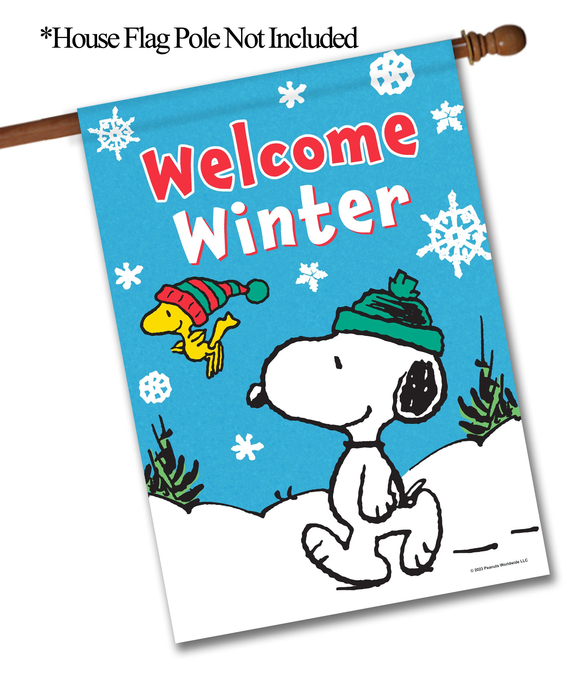 Peanuts Snoopy and Woodstock Winter Flag, Snoopy Holiday Yard Flag ...
