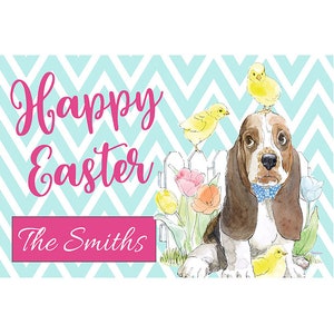 Easter Personalized Happy Easter Basset Hound Doormat - Etsy