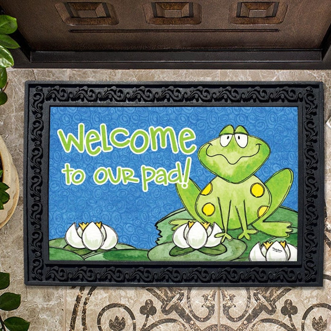 Doormat, Welcome Frog and Lily Pad Doormat-18 X 30, Outdoor/indoor ...