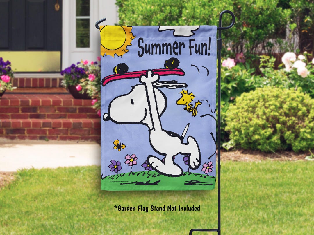Snoopy Summer Flag Peanuts Snoopy and Woodstock House Flag Seasonal ...