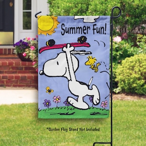 Snoopy Summer Flag Peanuts Snoopy and Woodstock House Flag Seasonal ...