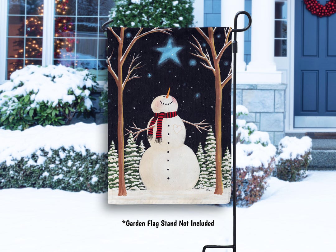 Christmas Snowman Garden Flag, Outdoor Holiday Home Decor, Cute Snowman ...