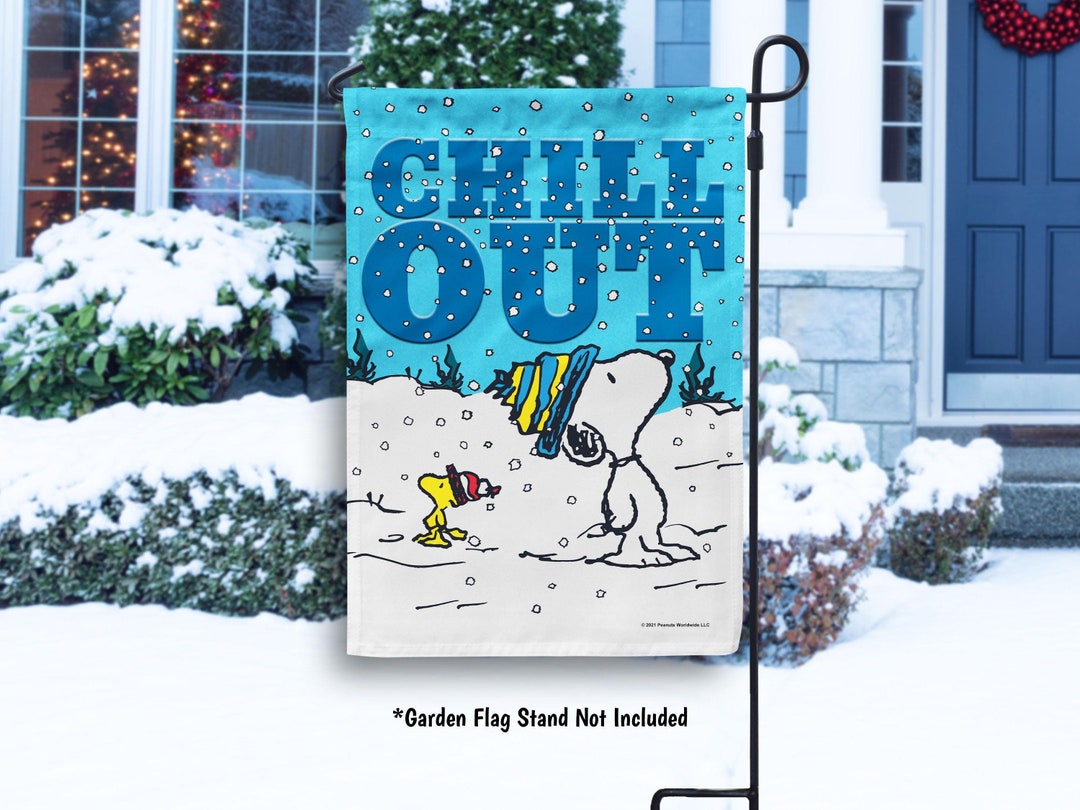 Peanuts Snoopy Winter Flag, Snoopy and Woodstock Yard Flag, Peanuts ...