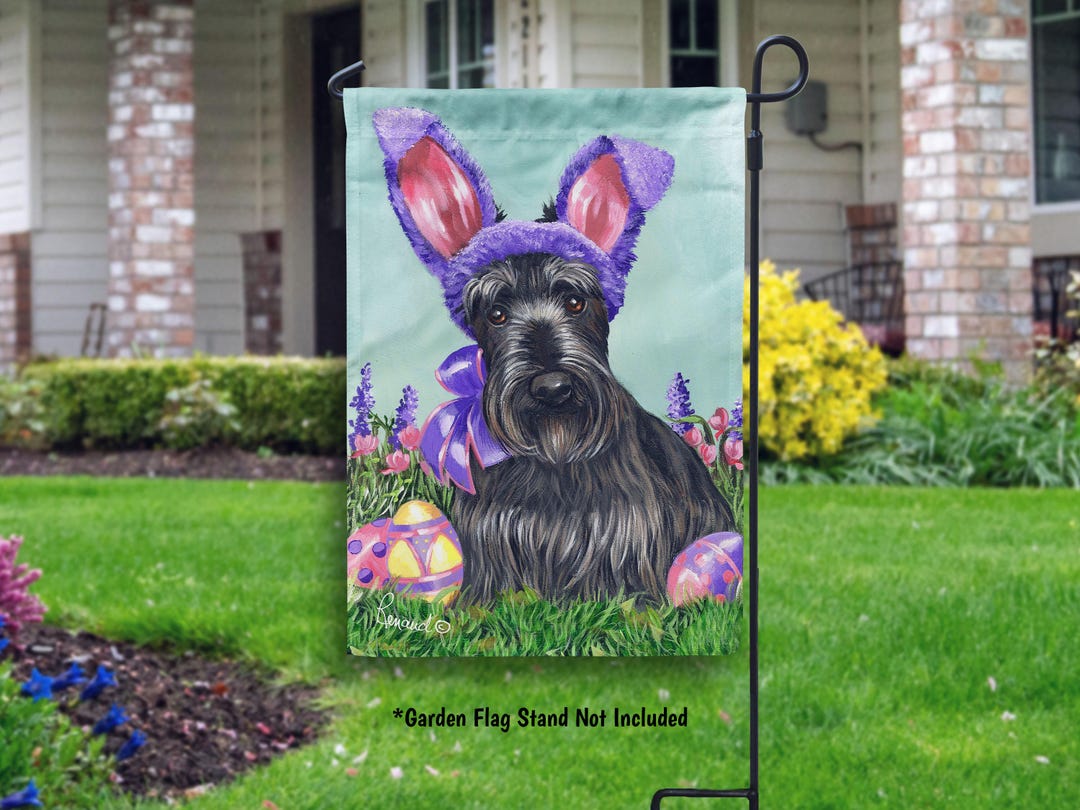 Dog Garden Flag, Pet Flag for Dog Lovers, Scottish Terrier Easter Yard ...