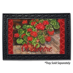 Doormat, Welcome Geraniums Doormat - 18" X 30", Outdoor/indoor, Heavy ...