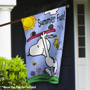 Snoopy Summer Flag Peanuts Snoopy and Woodstock House Flag Seasonal ...