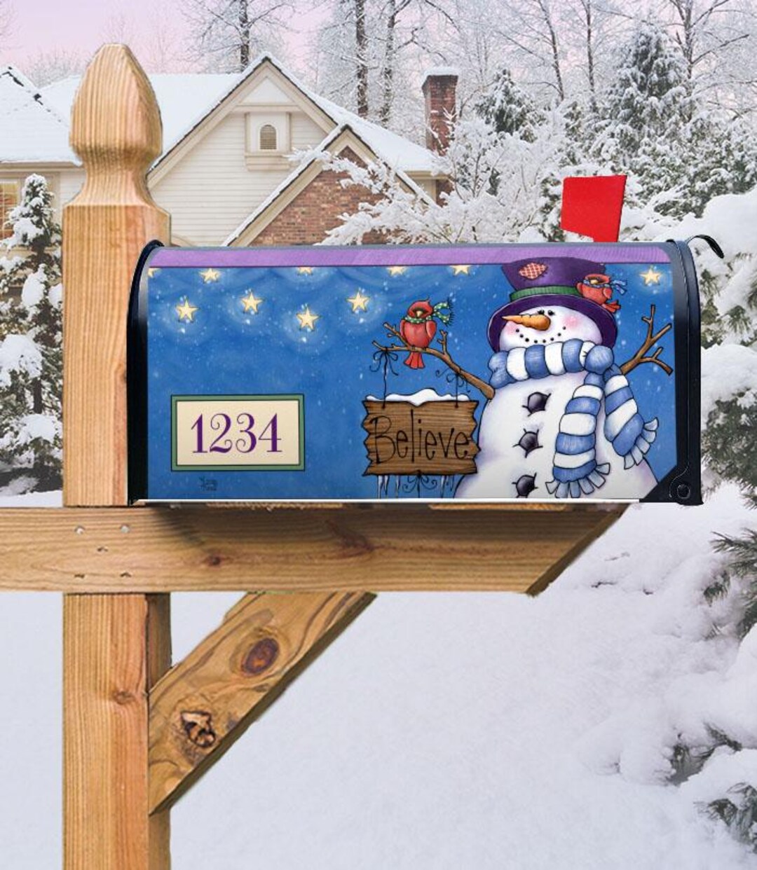 Christmas Snowman Magnetic Mailbox Cover, Cute Holiday Custom Mailbox ...