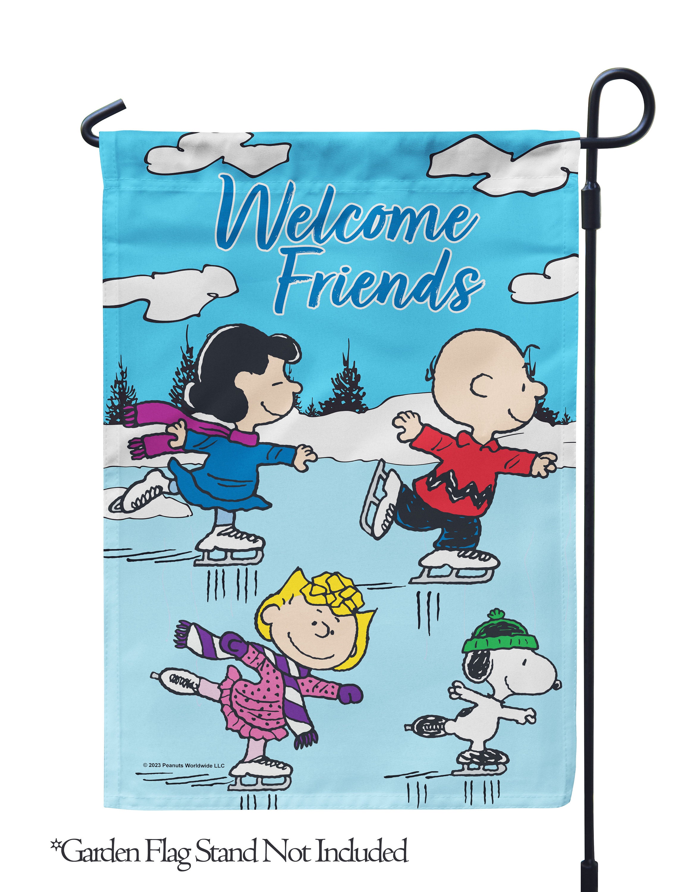Charlie Brown Peanuts Gang Winter Garden Flag, Winter Wonderland Ice ...