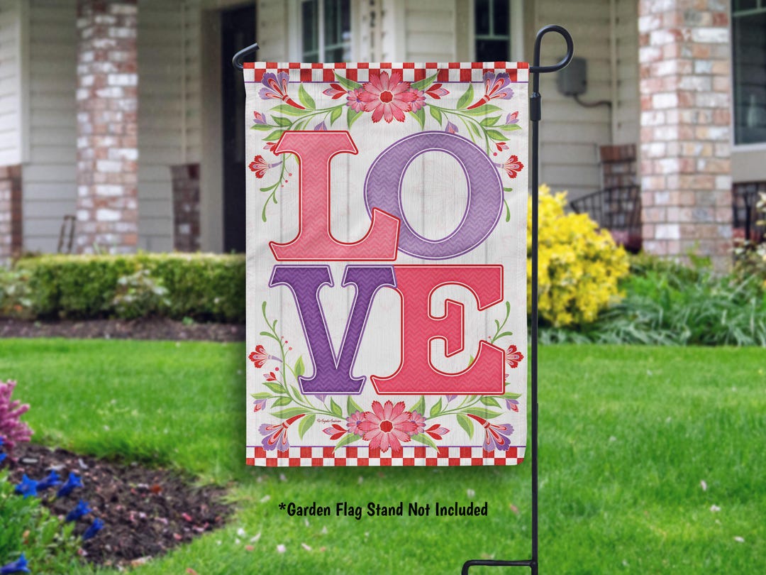 Valentines Day Love Garden Flag, Floral Love Decorative Flag, February ...