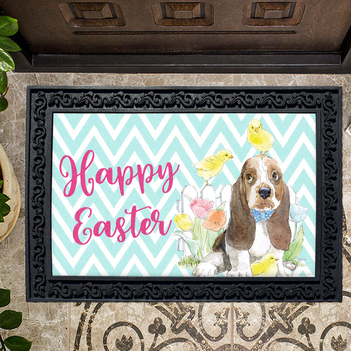 Easter Personalized Happy Easter Basset Hound Doormat | Etsy