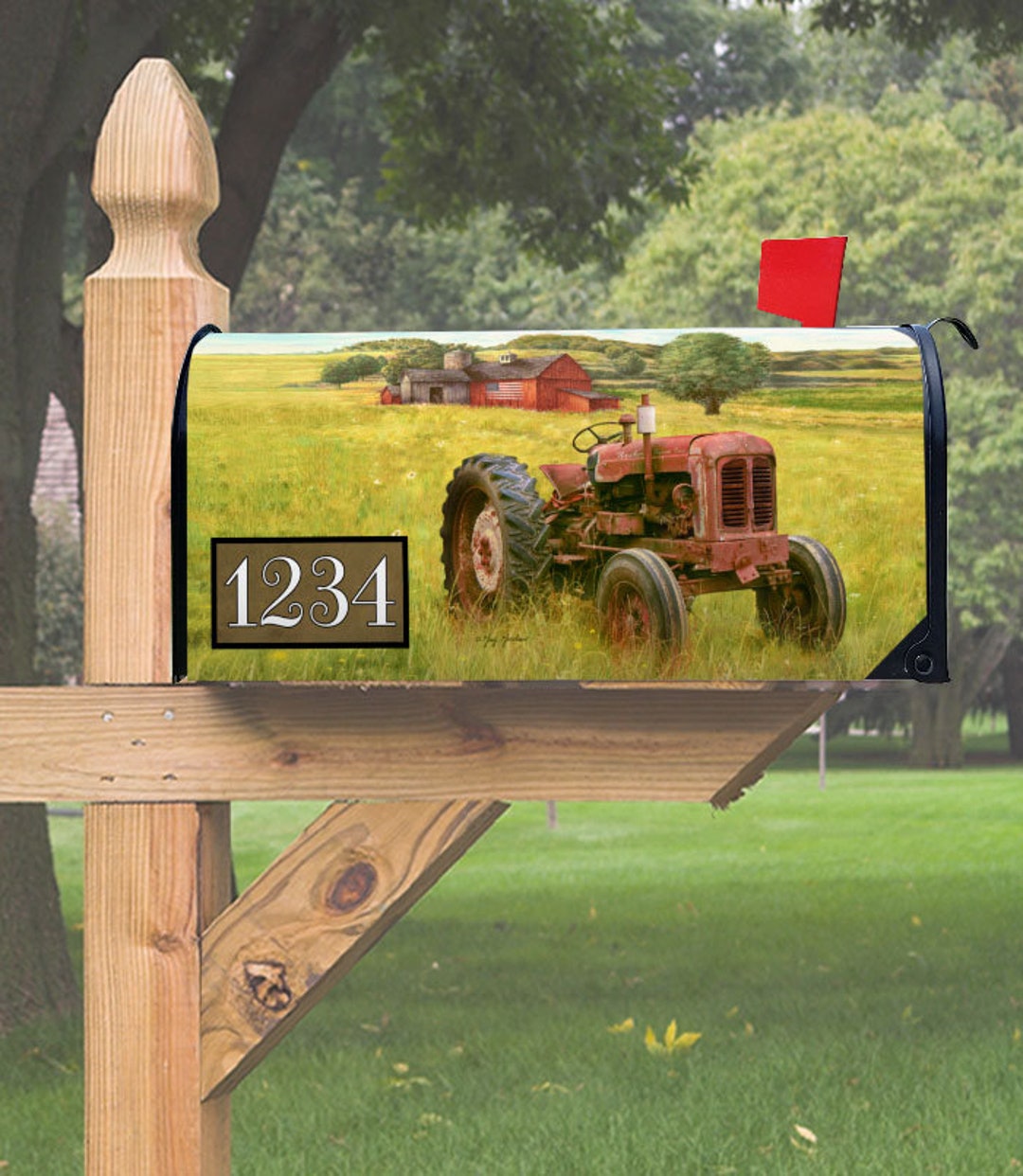 Mailbox Cover, Rustic Barn Tractor Magnetic Mailbox Cover – 6.5″ W X 8. ...