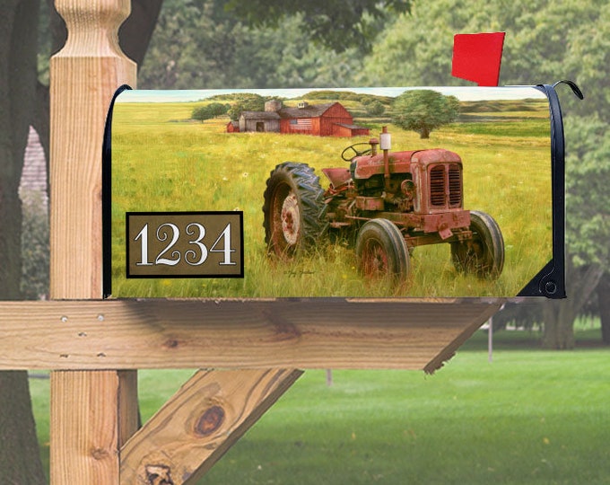 Mailbox Cover, Rustic Barn Tractor Magnetic Mailbox Cover 6.5 W X 8.5 H ...