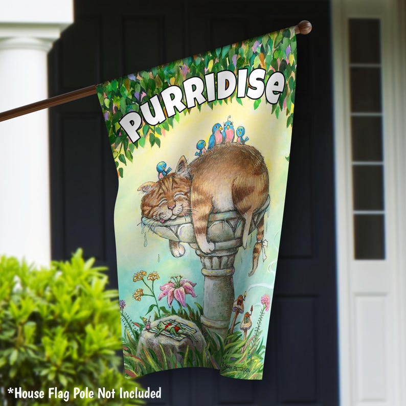 Cat Lover Welcome Flag, Outdoor Orange Cat Decor for Spring, Cat Mom ...