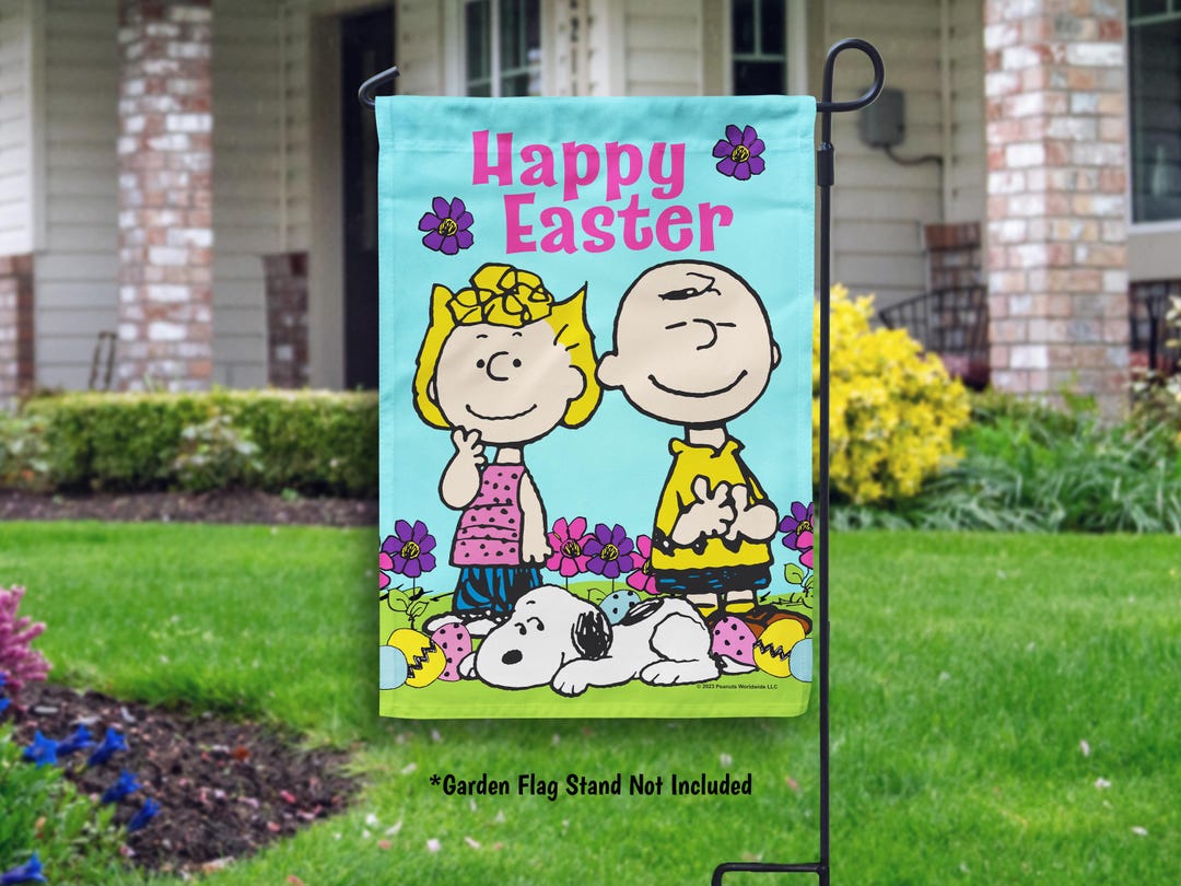 Peanuts Snoopy and Charlie Brown Easter Garden Flag, Easter Decorations ...