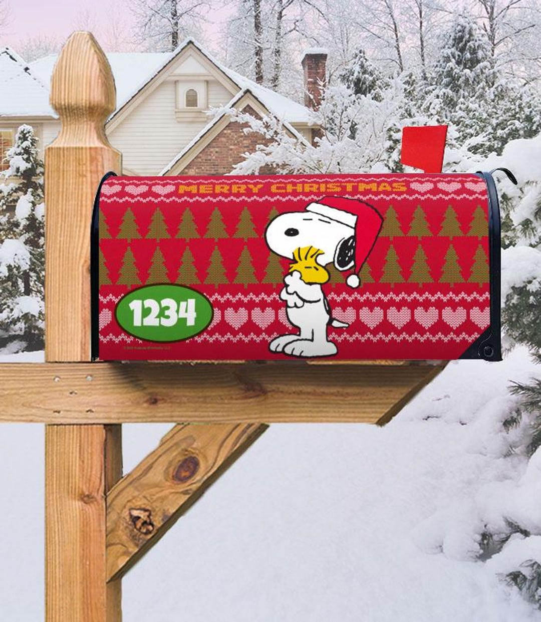 Snoopy Christmas Sweater Decorative Mailbox Cover, Christmas Snoopy ...