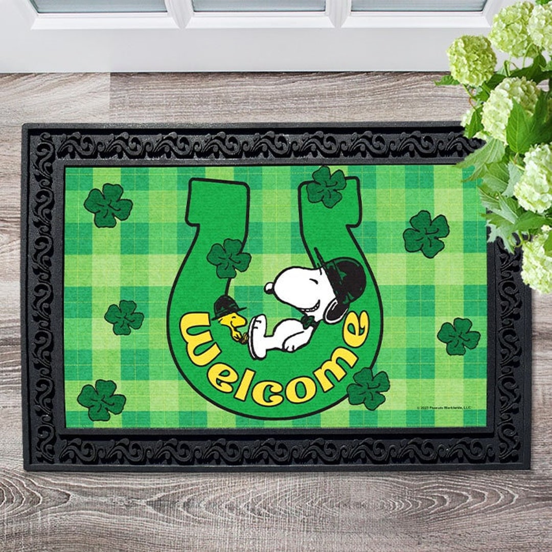 St Patricks Day Snoopy Doormat, Peanuts Snoopy and Woodstock St ...