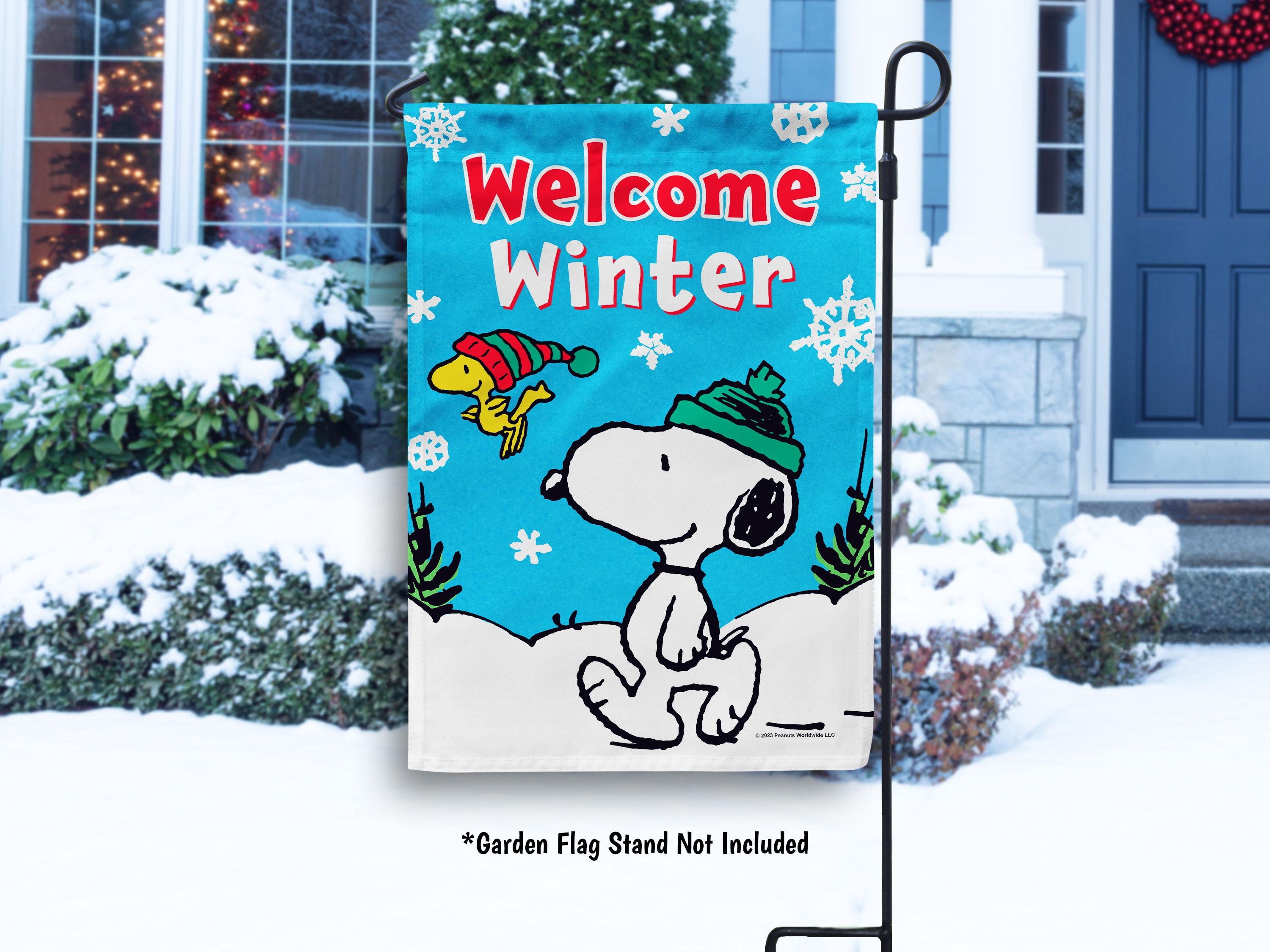 Peanuts Snoopy and Woodstock Winter Flag, Snoopy Holiday Yard Flag ...