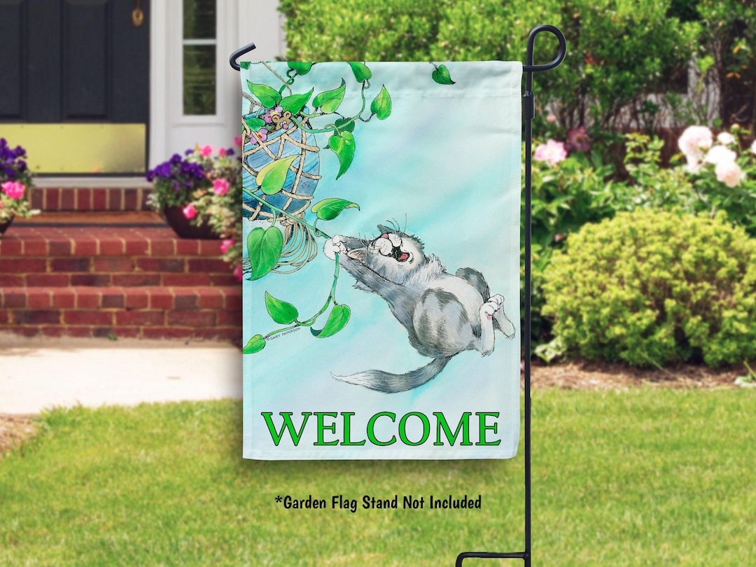 Funny Cat Flag, Cat Lover Welcome Flag, Outdoor Cat Decor for Spring ...