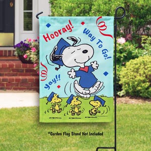 Peanuts Snoopy Graduation Garden Flag Custom Peanuts Outdoor Graduation ...