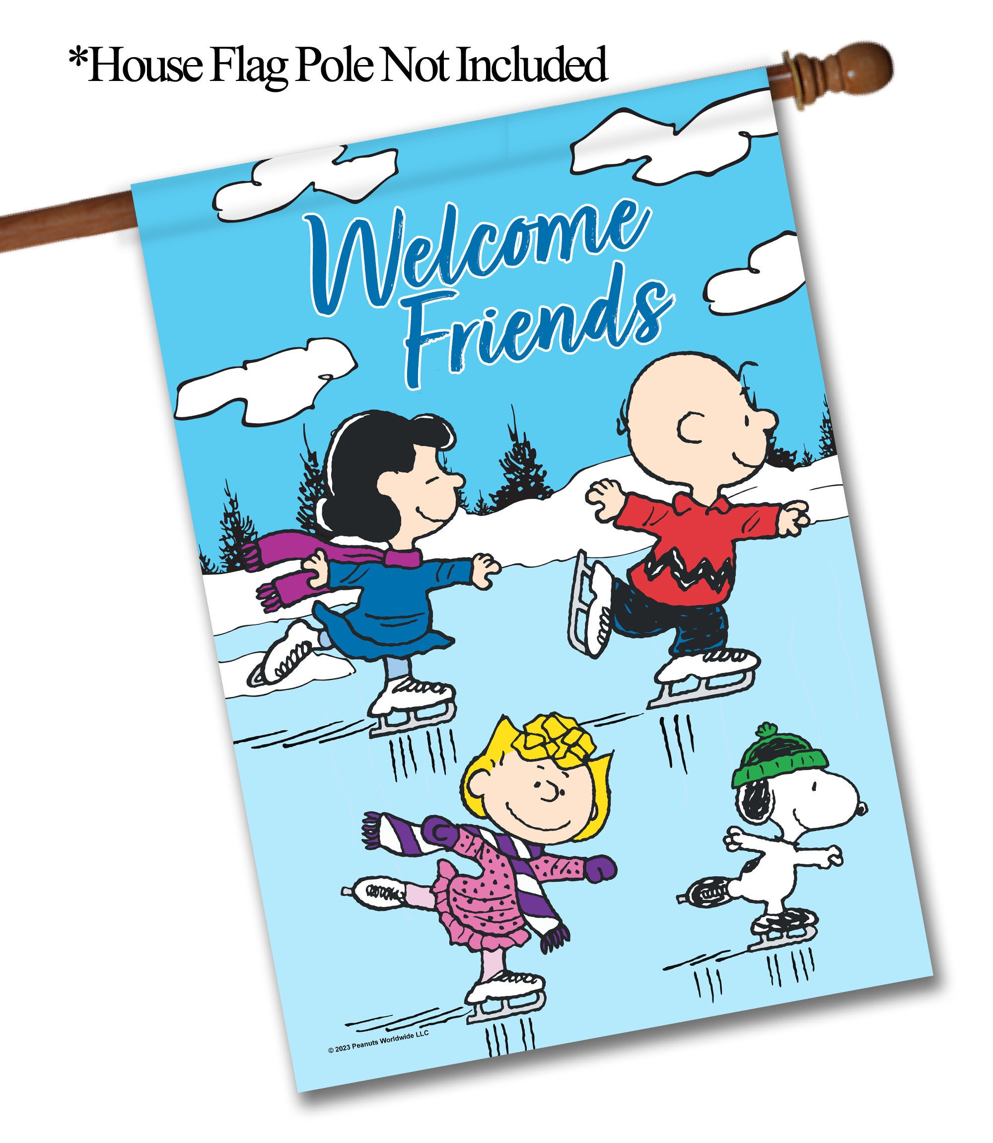 Charlie Brown Peanuts Gang Winter Garden Flag, Winter Wonderland Ice ...