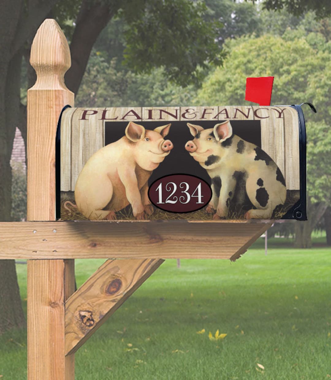 Pig Decor Farm Pigs Magnetic Mailbox Cover Farm and Folk Art Mailbox ...