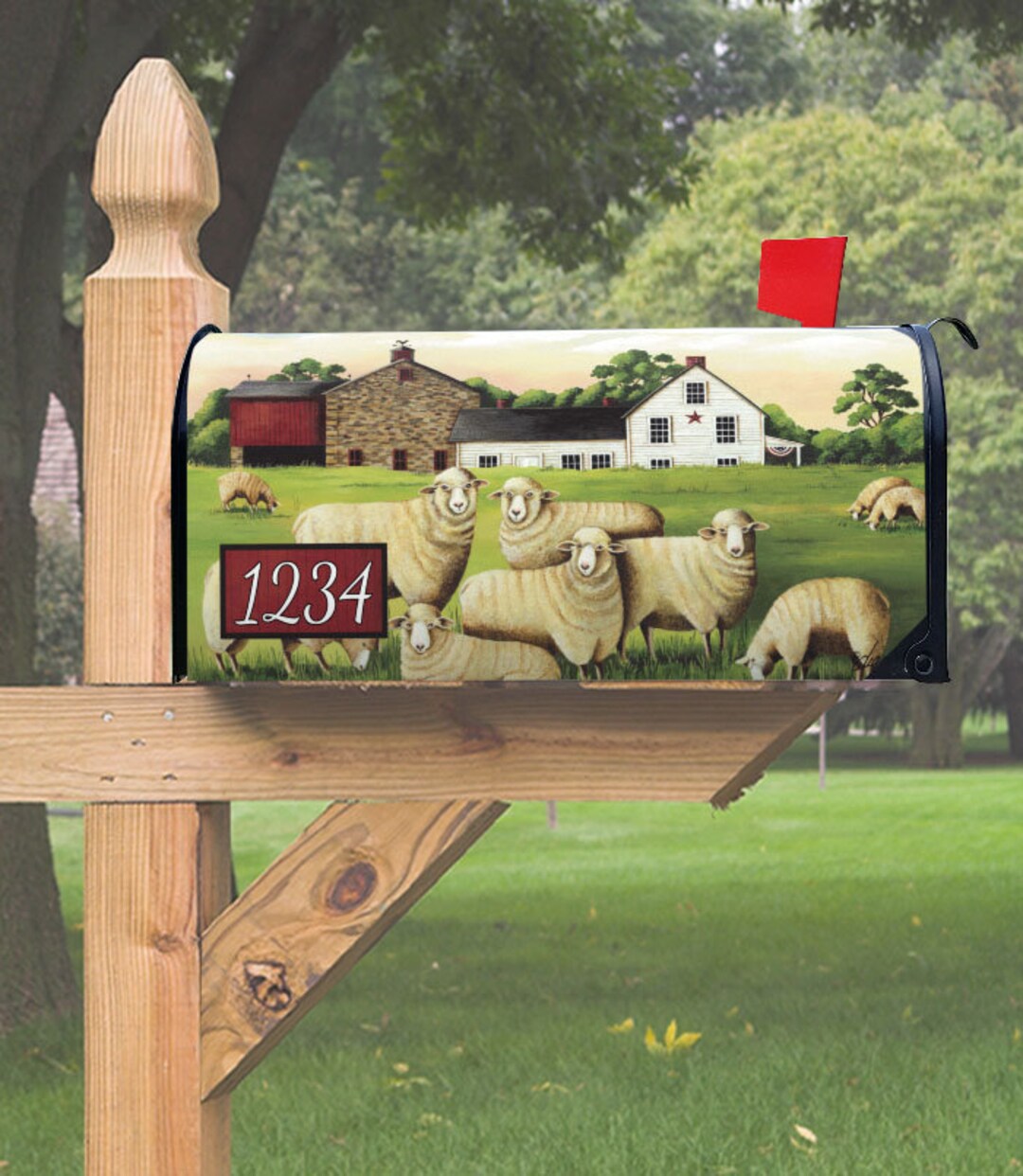 Mailbox Cover, Farmhouse Sheep Magnetic Mailbox Cover 6.5 W X 8.5 H X ...